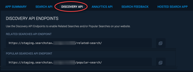 Discovery Api Tab Searchstax Docs