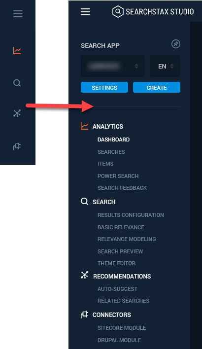 Navigation Menu - SearchStax Docs